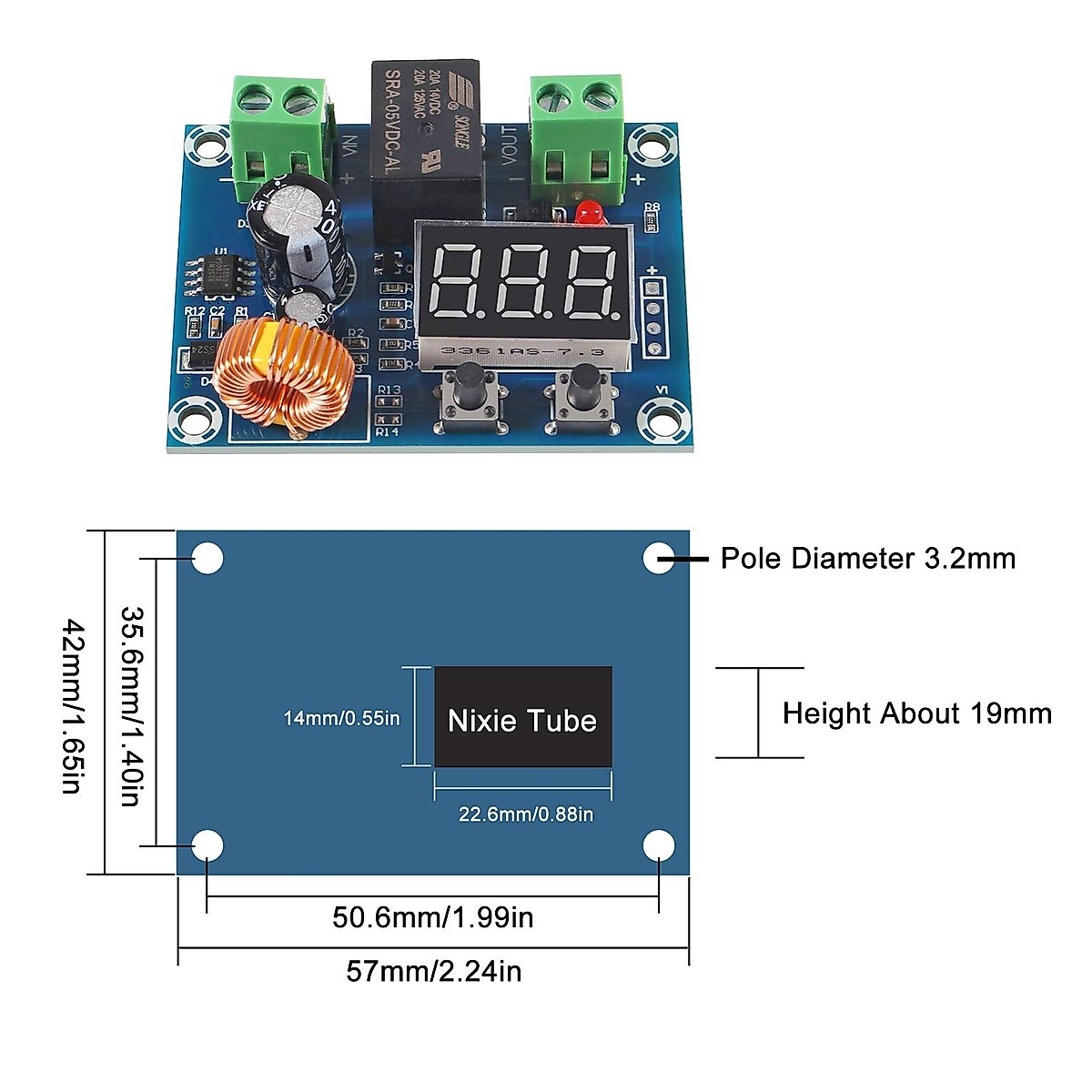 AITRIP 3PCS DC 12V-36V Voltage Protection Module Digital Low Voltage Protector Disconnect Switch Over Discharge Protection Module Output 6-60V XH-M609