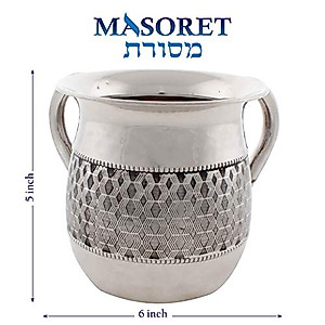 UNBREAKABLE WASHING CUP: 6.5-Inch Tall Elegantly Brushed 2-Handle Wide-Mouth Ritual Cleaning Water Vessel