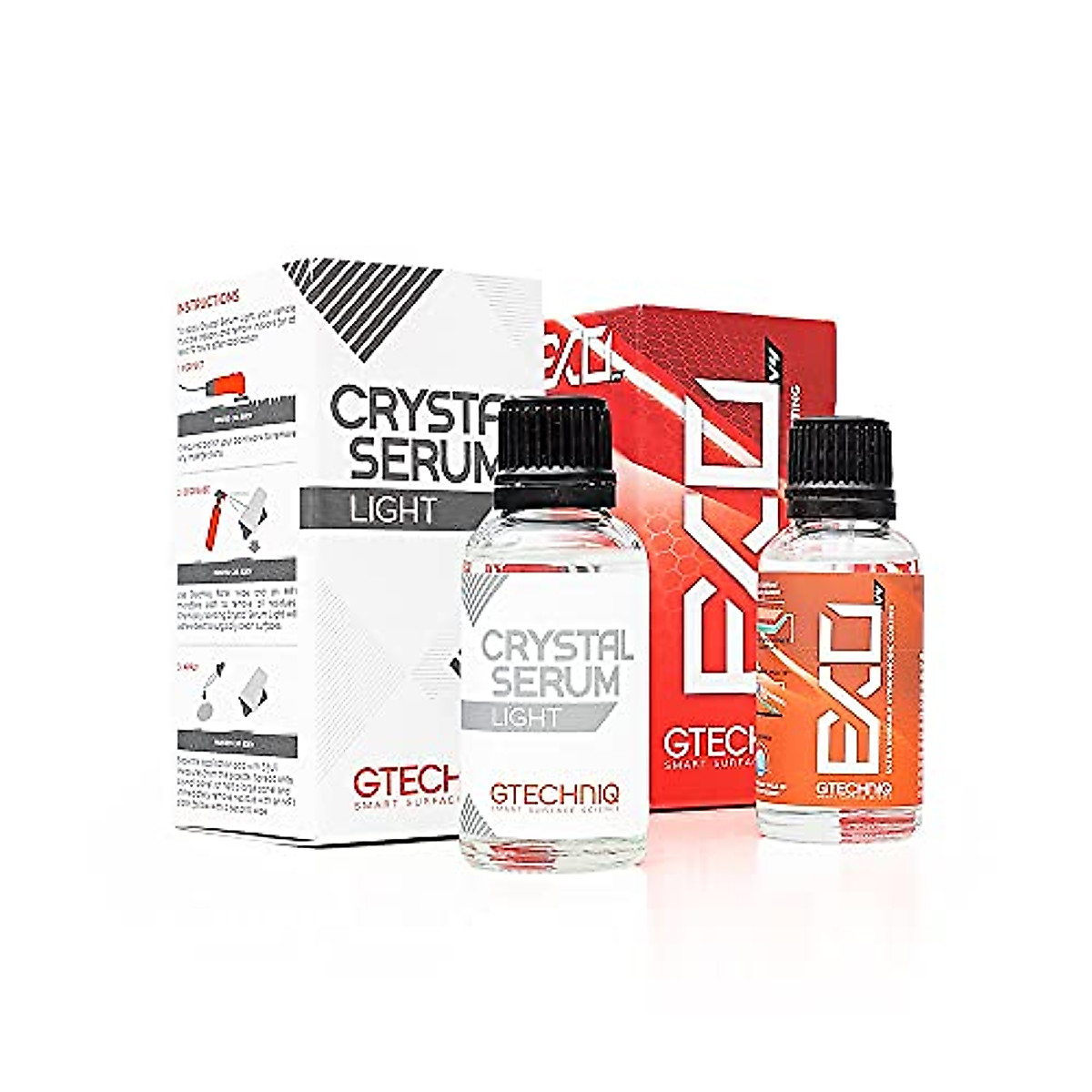 Gtechniq - EXOv4 & Crystal Serum Light Bundle - Ceramic Coating Paint Protection, Add Gloss, Resist Swirls, Repel Dirt and Contaminants, Ultra-Durable, High Gloss and Slick Feel (30 milliliters)