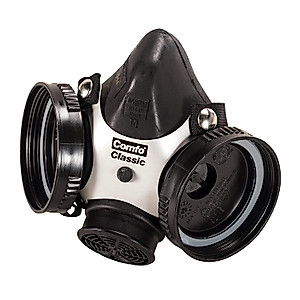 MSA 808074 Comfo Classic Series Half-Mask Respirator - Size: Medium, Harness Style: SoftFeel Hycar, Twin-Port, Reusable Gas Mask, MSA Comfo Cartridge Compatible