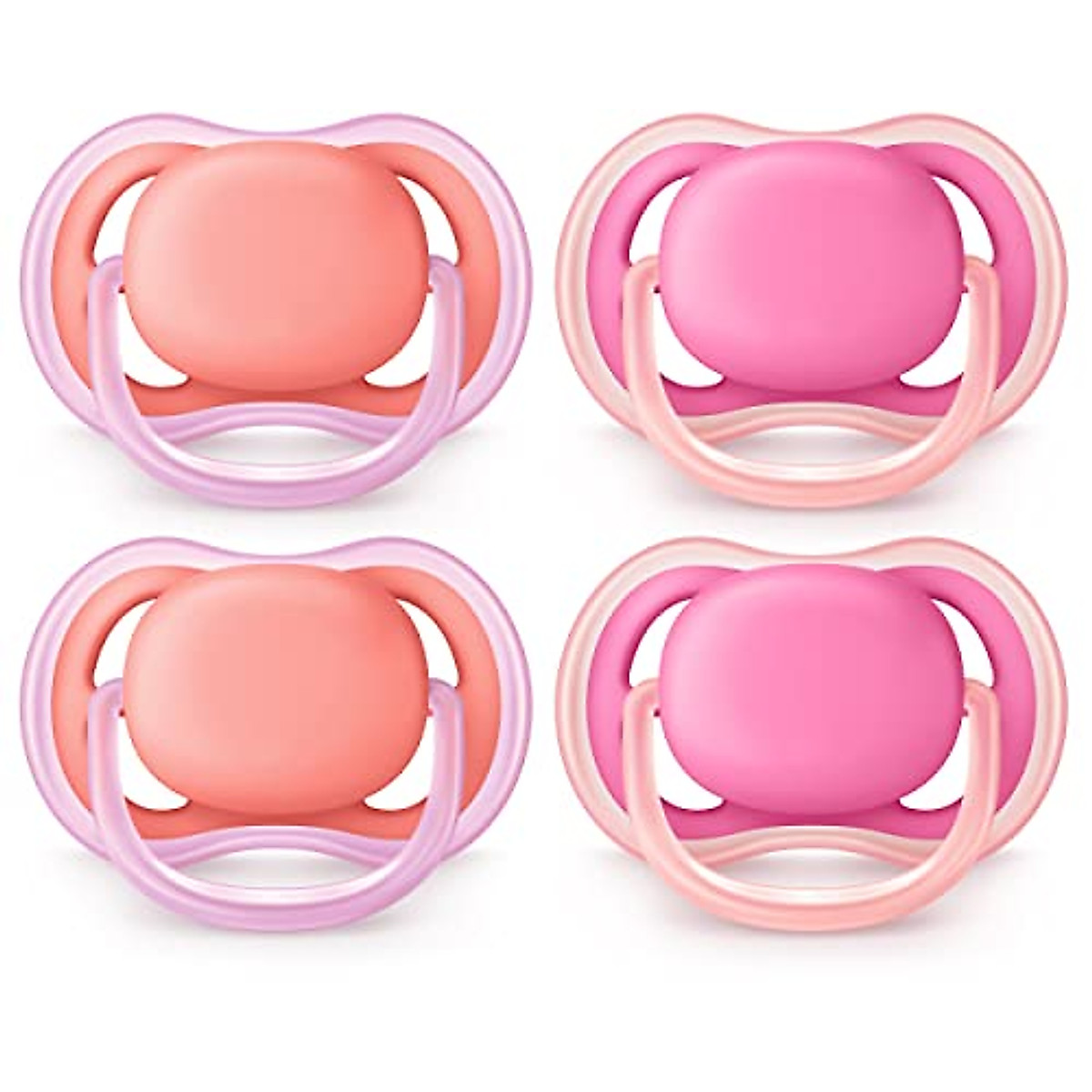 Philips AVENT Ultra Air Pacifier, 6-18 Months, Pink/Peach, 4 Pack, SCF245/42