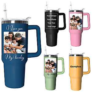 Personalized Gifts Custom Tumbler with Straw 40 Oz Customized Stainless Steel Insulated Travel Cup Add Name,Photo,or Logo,Custom Travel Coffee mug,Personalized Photo Gifts for Women Men