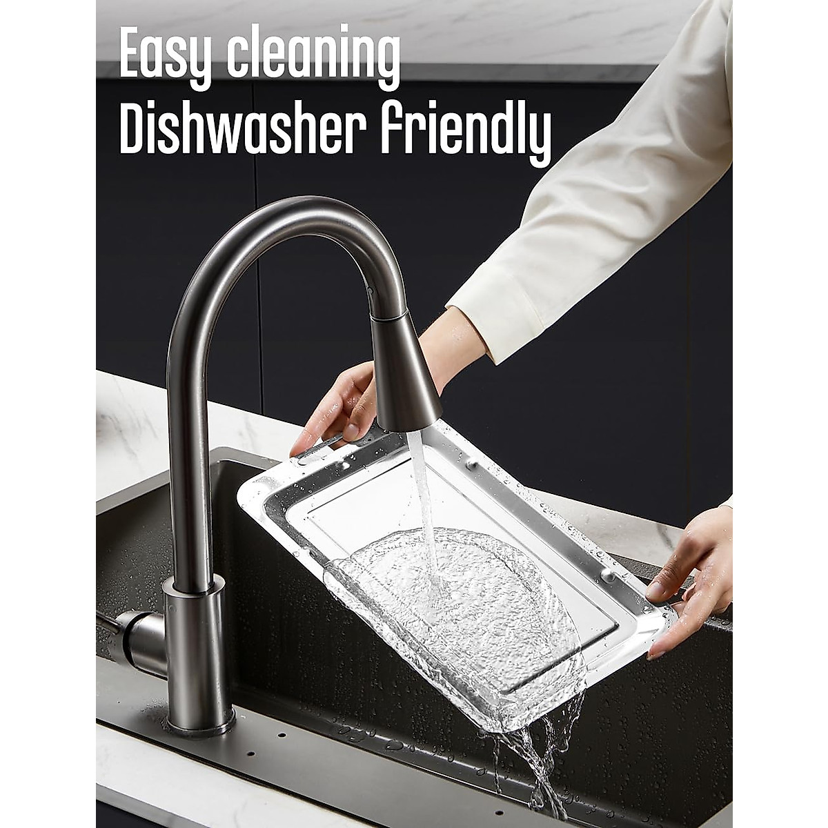 SINOPUREN Electric Grill TG101, Indoor BBQ Rotisserie, with Adjustable Temperature Control, Removable Grill & Griddle Nonstick Plates, 1600w Fast Heat Up, Stainless Steel, Dishwasher Safe