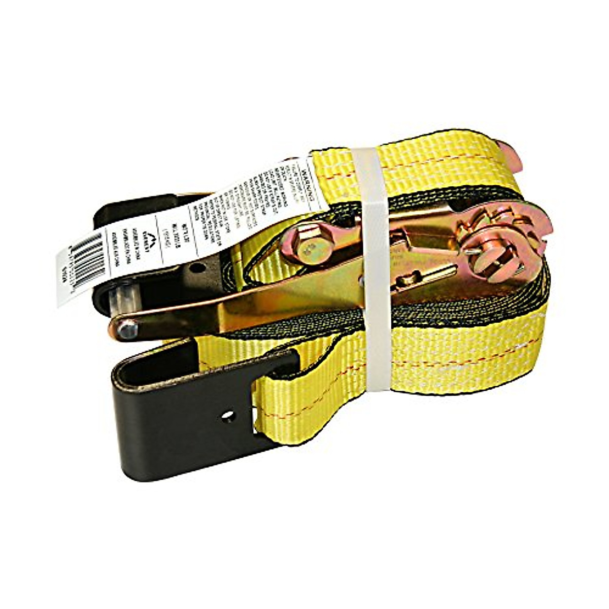 Everest - S1022 Premium Ratchet Tie Down 1 PK 2 IN. X 27 FT 3333 LBS. Working Load 10000 LBS. Break Strength Flat-Hook Cargo Straps Perfect for Moving Appliances, Lawn Equipment and Motorcycles, Vibrant Everest Yellow