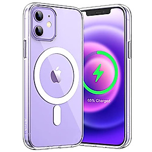 JETech Magnetic Case for iPhone 12/12 Pro 6.1-Inch Compatible with MagSafe Wireless Charging, Shockproof Phone Bumper Cover, Anti-Scratch Clear Back (Clear)