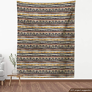 Ambesonne Abstract Fabric by The Yard Ethnic Style Geometric Forms Striped Pattern on Bold Earth Tones Decorative Material for Modern Farmhouse Decor Upholstery and Home Accents 1 Yard Orange Cream