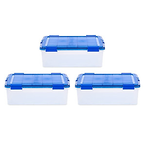 IRIS USA 3Pack 41qt WEATHERPRO Airtight Plastic Storage Bin with Lid and Seal and Secure Latching Buckles