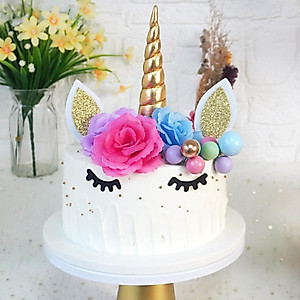 38 PCS Unicorn Cake Topper, Unicorn Flower Cake Decorations with Flowers Balls Stars Unicorn Happy Birthday Cake Decorations for Boys Girls Kids Birthday Party Baby Shower Supplies (Flower)