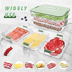 Windspeed Deli Meat Container for Fridge, 3 Layer Bacon Storage Container for Fridge Ham and Deli Meat and Cheese Containers Bacon Storage Container with Tongs