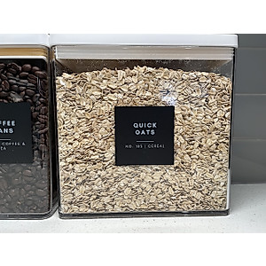 240 Black Minimalist Paper Pantry Labels | 2 1/2 x 2 1/2 inches | Waterproof Vinyl | for Plastic, Metal, Stainless Steel & Glass Containers | Strong Adhering, Removable