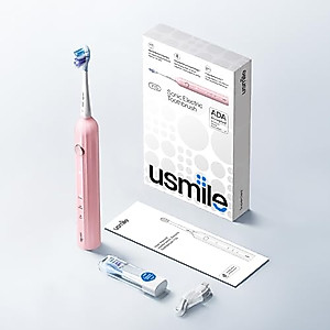 usmile [ADA Accepted] Electric Toothbrush, Type-C Rechargeable Sonic Toothbrush for Adults with 2 Brush Heads, 1 Charge Lasts for 365 Days, Whitening Powered Toothbrush with Smart Timer, Y1S Pink