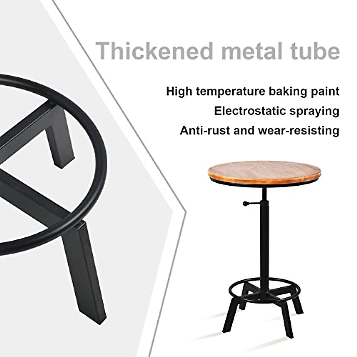 BOKKOLIK Farmhouse 3 Pieces Bar Table Set with Chairs for Kitchen Pub Coffee Shop Industrial Bistro Table and Bar Stools Dining Room