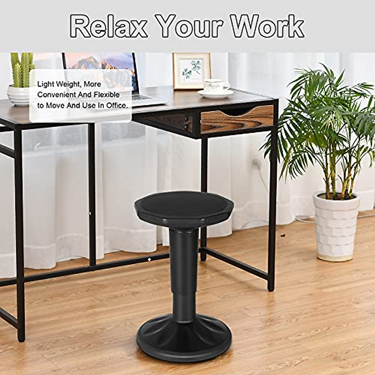 Giantex Wobble Chair Adjustable-Height 23 Inch Active Learning Stool Sitting Balance Chair for Office Stand Up Desk (Black)