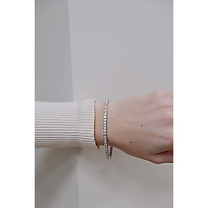 Devin Rose 3MM Cubic Zirconia Tennis Bracelet for Women 14K Rose Gold Plated Brass CZ Bracelets Sizes 6.5 Inches