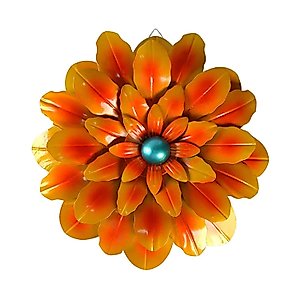 Saim 13.4 inch Metal Flowers Wall Decor Yellow,Handmade Wall Art Flower Hanging Decoration for Bedroom,Living Room,Bathroom,Office,Home Decor,Modern Luxury Style Art Decoration