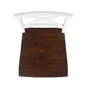 Christopher Knight Home Roshan Farmhouse Acacia Wood Dining Chairs, White / Walnut 21D x 17.75W x 35.5H Inch