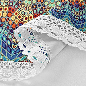 Qilmy Mandala Outdoor Tablecloth 60 Inch Waterproof Round Tablecloth with Umbrella Hole and Zipper for Backyard Party BBQ Decor