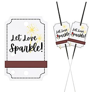 100PCS Wedding Sparkler Tags with Match Holder & Striker, “Let Love Sparkle” White Kraft Send Off Sparkler Sleeves for Ceremony Grand Exit, Anniversary, Parties, Graduation Favors, Engagement Event