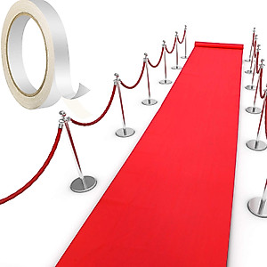 Red Carpet Runner Runway Rug 55gsm Thickness with 1 Piece Carpet Tape for Christmas Xmas Thanksgiving Outdoor Accessories, Wedding Party Hallway, (2.6 x 30 Feet)