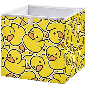 visesunny Closet Baskets Cute Yellow Duck Cartoon Animal Storage Bins Fabric Baskets for Organizing Shelves Foldable Storage Cube Bins for Clothes, Toys, Baby Toiletry, Office Supply