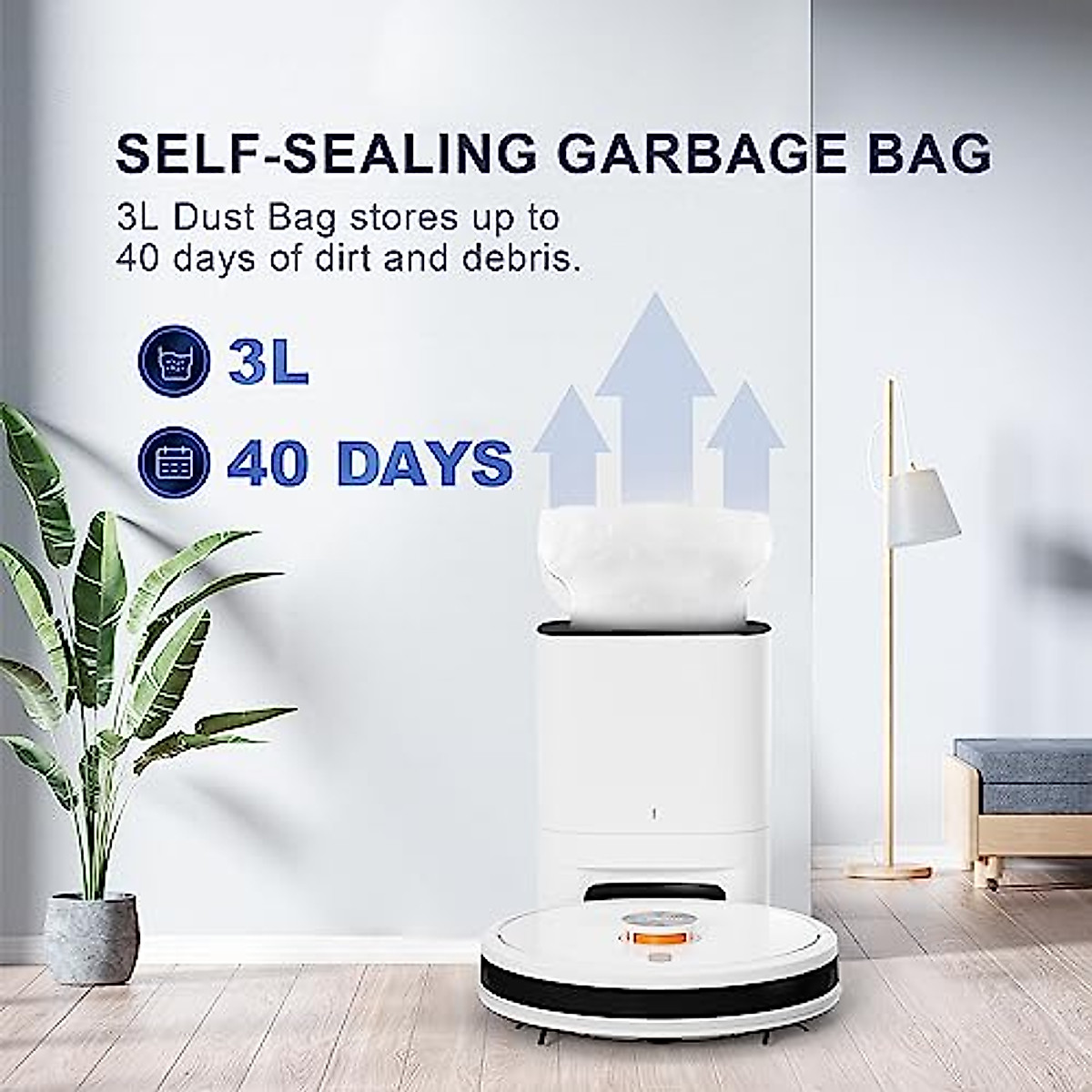 Lydsto Robot Vacuum and Mop Combo with HEPA Self-Emptying Base, 3-in-1 Robotic Vacuum with Lidar Navigation for 40 Days of Cleaning, 3000Pa Suction, Smart Map, App Control, Perfect for Pet Hair, R5