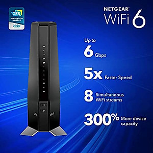NETGEAR Nighthawk Cable Modem with Built-in WiFi 6 Router (CAX80) - Compatible with All Major Providers | Cable Plans Up to 6Gbps | AX6000 WiFi 6 speed | DOCSIS 3.1 (Renewed)