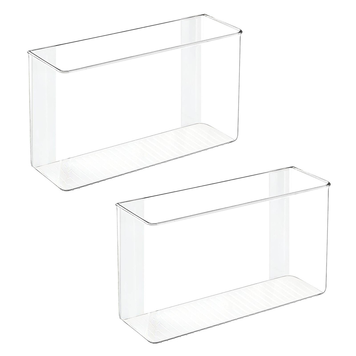 mDesign Plastic Adhesive Mount Storage Organizer Container for Kitchen or Pantry Wall Organization - Space Saving Holder for Sandwich Bags, Foil - 11" Wide - Ligne Collection - 2 Pack - Clear