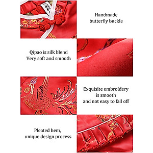 Geyoga Baby Qipao Girls Chinese New Year Sleeveless Dress with Chinese Style Tassel Hair Clips and Velvet Baby Stockings (2-3 Years) Red, White