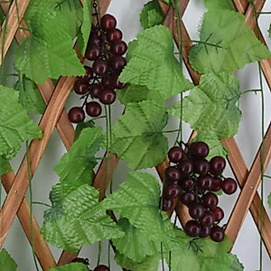 Artificial Grapes, 3 Bunches of Fake Decorative Grapes Simulation Fruit with Artificial Vines Lifelike Leaves Hanging Ornaments for Wedding Home Party Garden Wall Fruit Wine Decor