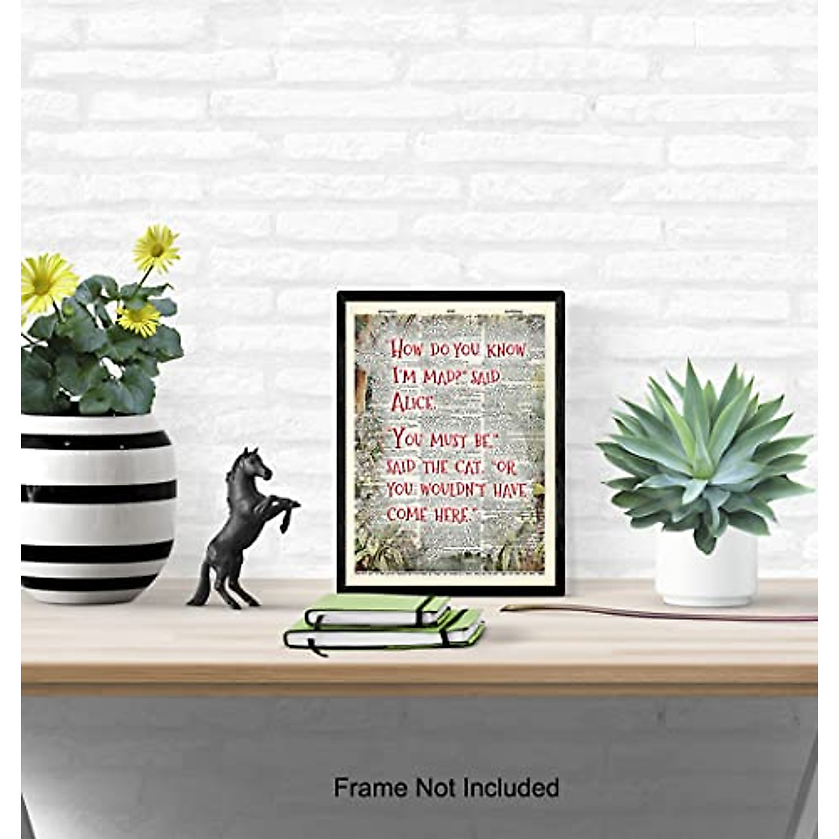 Alice Wonderland Quotation Dictionary Wall Art Picture print - Upcycled Decor for Home, Apartment, Office - Gift for Entrepreneur, Fans - 8x10 Poster