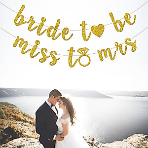 INNORU Bride to Be Miss to Mrs Banner, Bridal Shower Party Garland Bunting Bachelorette Party Decorations Supplies, Wedding Engagment Banner Gold Glitter