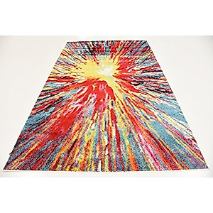 Unique Loom Lyon Collection Modern Abstract Tie-Dye Fireworks Area Rug, 5 x 8 Feet, Multi/Blue