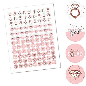 Big Dot of Happiness Bride Squad - Rose Gold Bridal Shower or Bachelorette Party Round Candy Sticker Favors - Labels Fit Chocolate Candy (1 Sheet of 108)
