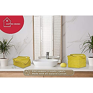 COTTON HOMES WASHCLOTH Soft Cotton Towels 11"x11" Yellow - (18 Pack) with 4 Free WASHCLOTHS, 100% Cotton Rich Fingertip Towels, Cleaning Rags Wash Cloths for Bathroom