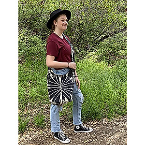 Original Collections Black and White Tie Dye Crossbody Shoulder Bag Large