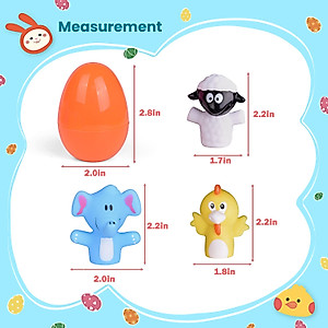 FUN LITTLE TOYS 12 PCs Easter Eggs Prefilled with Animal Finger Puppets, Easter Party Favors, Easter Basket Stuffers, Fillers Easter Egg Hunt, Goodie Bags Fillers, Classroom Prizes (12PCS)