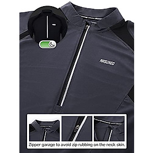 ARSUXEO Men's Half Zipper Cycling Jerseys Long Sleeves MTB Bike Shirts 6031 Gray Size Medium