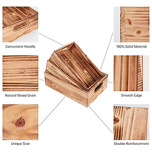 PHOENANCEE Wood Crates For Display,Rustic Crate Storage Decorative Boxes Set of 3,Wooden Nesting Box with Handles Farmhouse Container Basket Bin Home Decoration with Natural Wood Aroma,L+M+S