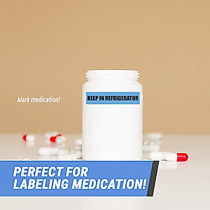 Keep in Refrigerator - Veterinary Label Stickers - 1.63 x 0.38 inch Veterinary Prescription Labels Medical Charts Pharmacy Medication Instruction Vet Stickers File Folder Labels - 1 Packs, 300 Labels