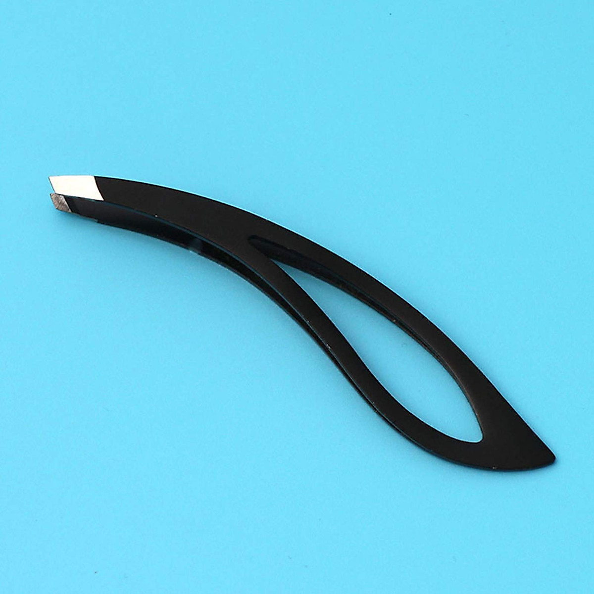 Gaweb Tweezers, Curve Stainless Steel Hollowed Leaf Eyebrow Tweezer Women Hair Remove Clip Tool - Black, A, (1220459-Gaweb1)