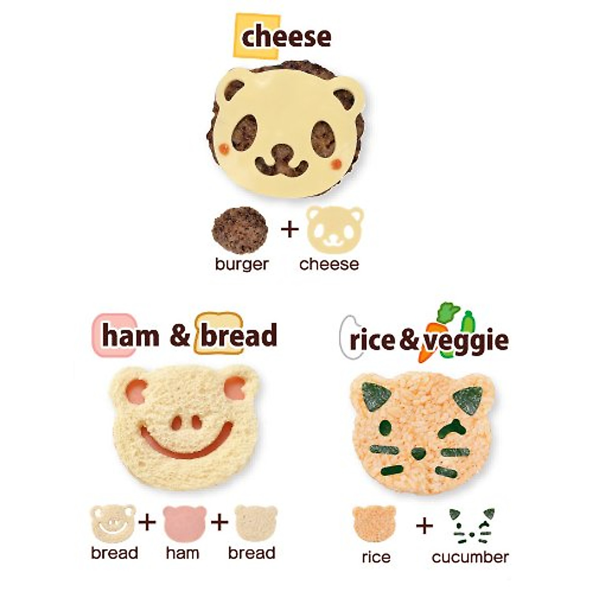 CuteZCute Animal Friends Food Deco Cutter and Stamp Kit Frame 3 7/8 x 3 1/8 x 1 1/16 inches