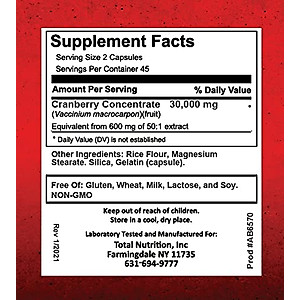 Cranberry Pills for Women & Men (30,000 MG x 90 Capsules) | Supports Urinary Tract Health* | Cranberry Concentrate Supplement | Bladder & Kidney Support* | Supports Women's Health* | Antioxidants