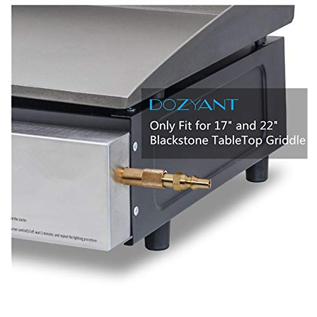 DOZYANT 12ft RV Propane Quick Connect Hose and Conversion Fitting for Blackstone 17inch and 22inch Table Top Griddle - 1/4 inch Safety Shutoff Valve & Male Full Flow Plug