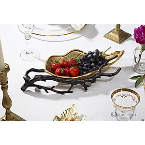 Gold Leaf Shape Candy Dish with Black Branch
