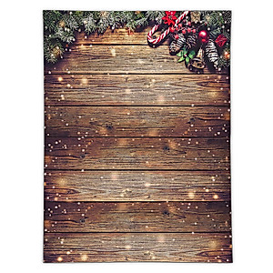 Allenjoy 6X8ft Soft Fabric Snowflake Gold Glitter Christmas Wood Wall Photography Backdrop Xmas Rustic Barn Vintage Wooden Floor Background for Kids Portrait Photo Studio Booth Photographer Props