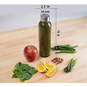 Epica 18 oz Clear Glass Bottles with Lids | Natural BPA Free Eco Friendly , Reusable Refillable Water Bottles for Juicing | Wide Mouth Liquid Storage Containers for Refrigerator | Water Bottle Set of 6