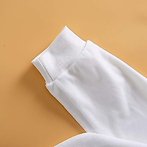 Mubineo Toddler Girl Boy Casual 2 PCS Solid Sweatsuit Set Basic Rib Knit Pullover Tops Pant Outfit (Q2 White, 6T)