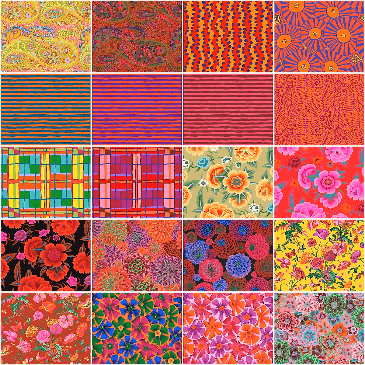 Kaffe Fassett Collective August 2022 Warm 10" Squares 42 10-inch Squares Layer Cake Free Spirit