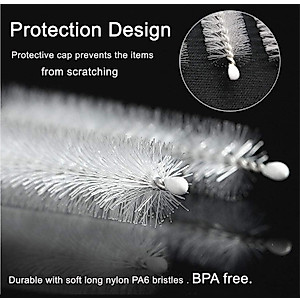 Extra Long Straw Cleaner Brush Extend 12 inch, Extra Wide 12mm diam Pipe Cleaners, Cleaning Brush for Hummingbird Feeders, Nylon Bristles and Stainless Steel Handle Straw Brush Set 10 Pack