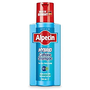 Alpecin Hybrid Caffeine Shampoo for Men with Dry, Itchy, Sensitive Scalps Moisturizes Thinning Hair Natural Hair Growth, 8.45 fl. oz.